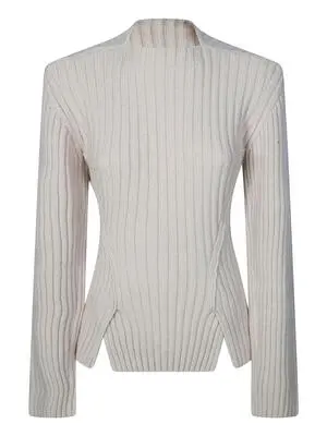 Victoria Beckham Ribbed Merino-cashmere Jumper - Beige