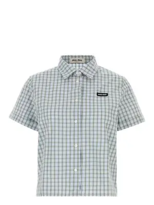 Miu Miu Embroidered Poplin Shirt - Checked