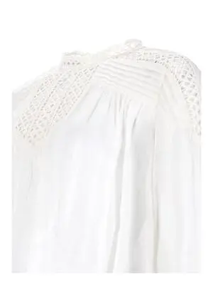 MARANT ETOILE Crochet Yoke Pleated Blouse - White
