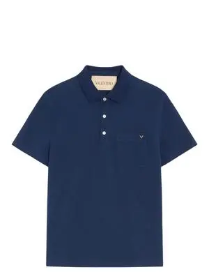 VALENTINO Men's Valentino Logo Cotton Polo Shirt With Classic Collar And 3-Button Placket
