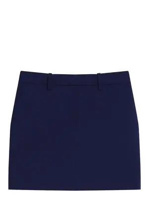 Theory Good Wool Trouser Mini Skirt - Blue