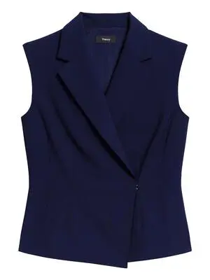 Theory Good Wool Hourglass Wrap Vest - Blue