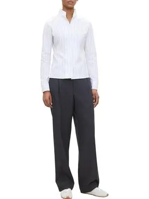 Theory Stripe Poplin Slim Tailored Shirt Black