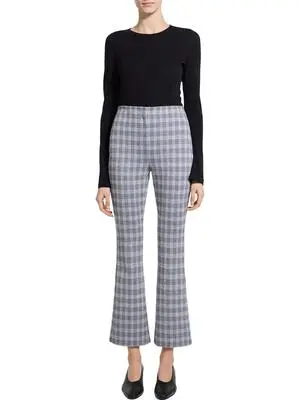 Theory Plaid High-Rise Cropped Kick Pants Grey