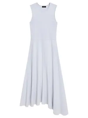 Theory Knit Crepe Combo Asymmetric Midi Dress - Blue