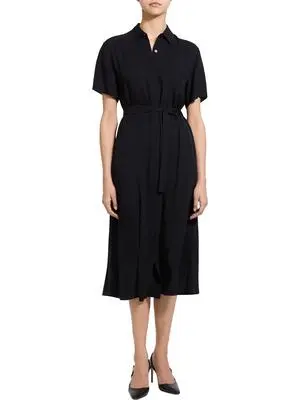 THEORY Theory Twill Belted A-Line Shirt Dress