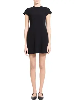 Theory Seamed Crepe A-line Mini Dress - Black