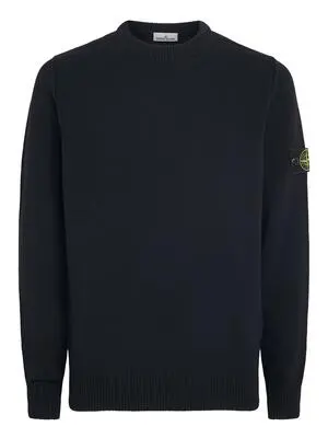 Stone Island Virgin Wool-blend Compass Sweater - Black