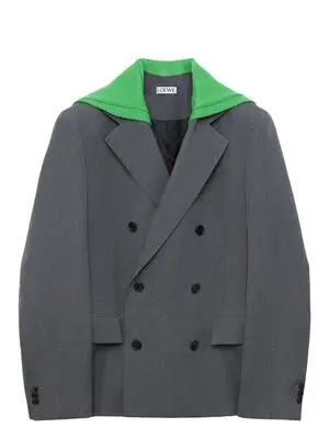 Loewe Wool Layered-sweater Effect Blazer - Grey
