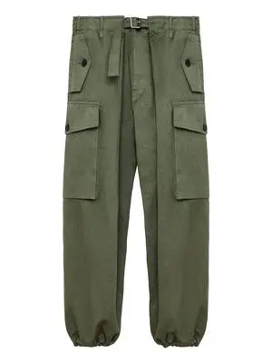 Loewe Cotton Tapered Cargo Trousers - Green