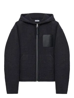 Loewe Wool-silk Tweed Hooded Jacket - Navy
