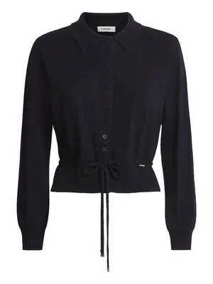 Sandro Wool-blend Pointelle-knit Cardigan - Blue