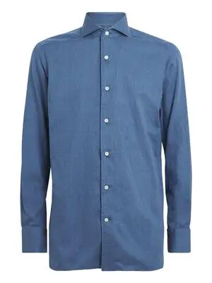 100HANDS Cotton Herringbone Shirt - Navy