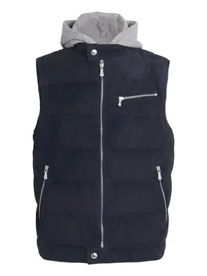 Eleventy Down-filled Suede Gilet - Blue
