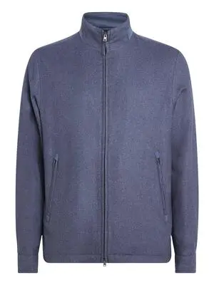 Herno Silk-cashmere High-neck Bomber Jacket - Blue