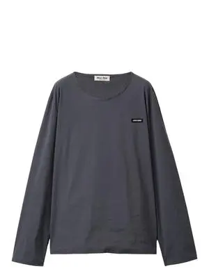Miu Miu Stretch Poplin Top - Hematite