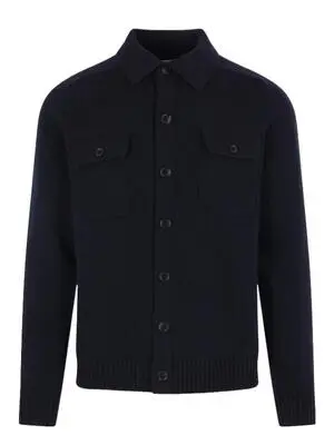 ROBERTO COLLINA Button-up Flap-pocket Cardigan - Navy Blue