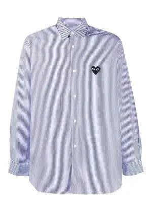 Play Comme Des Garcon Comme Des Garçons Play Striped Long-sleeved Shirt - Blue