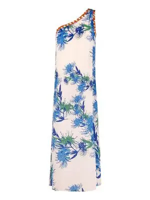 KARMA ON THE ROCKS Tama Higa Silk Asymmetric Maxi Dress - Blue