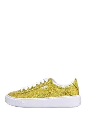 PUMA Basket Platform Glitter Sneakers - Gold/white