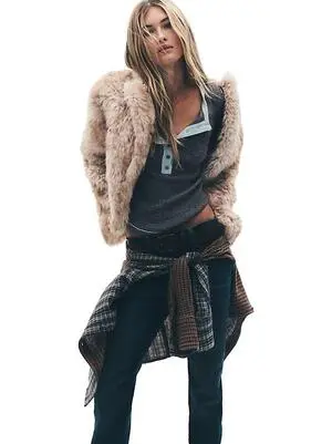 Free People We The Free Benny Slim Plaid Button-Down Brown Combo