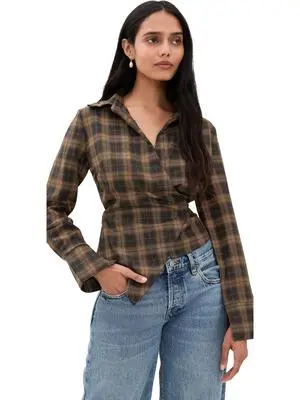 MADISON THE LABEL Millie Plaid Shirt - Check