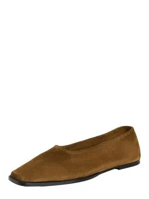 Staud Lewis Suede Flats - Cigar