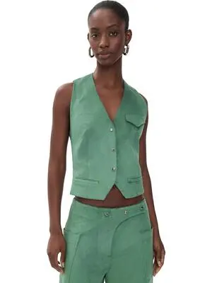 Alexis Faux Suede Vest - Evergreen