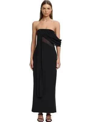 Significant Other Edda Asymmetric Sleeve Column Dress - Black