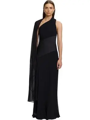 Significant Other Yeirah Asymmetrical One-shoulder Gown - Black