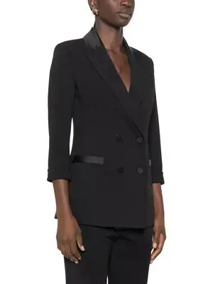Imperial Double-breasted Peak-lapel Jacket - Black