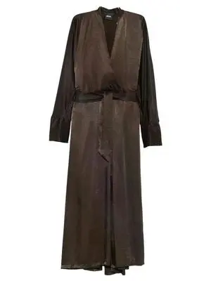 Dixie Belted Wrap Midi Dress - Brown