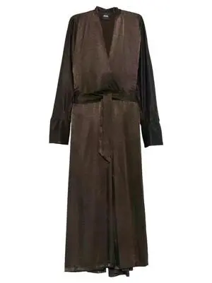Dixie Belted Wrap Midi Dress - Brown