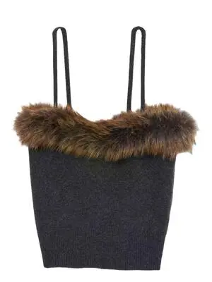 Marc Jacobs Faux Fur-trimmed Tank Top - Grey