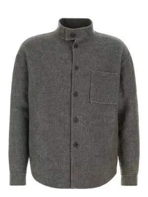 Giorgio Armani High-neck Patch-pocket Overshirt - Grey