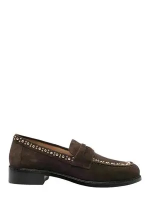 Furla Stud-embellished Leather Loafers - Brown