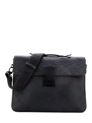 LOUIS VUITTON Monogram Taurillon Leather S Lock Briefcase Business Bag - Black