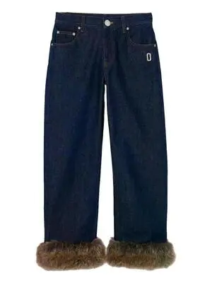 Marc Jacobs Faux Fur Cropped Jeans - Blue