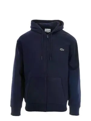 Lacoste Organic Cotton Fleece Zip Up Hoodie - Blue