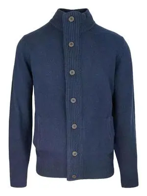 Barbour Elbow-patch Button-up Cardigan - Blue