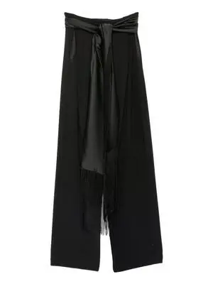 Imperial Fringe-trim Sash-waist Trousers - Black