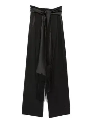 Imperial Fringe-trim Sash-waist Trousers - Black