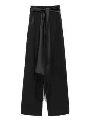 Imperial Fringe-trim Sash-waist Trousers - Black