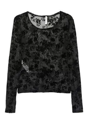 Imperial Floral-devoré Long-sleeve Top - Black