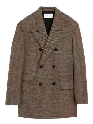 AMI Paris Double-breasted Houndstooth Wool Blazer - Brown
