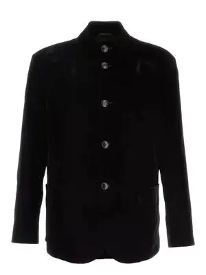 Giorgio Armani Velvet Mandarin-collar Blazer - Black