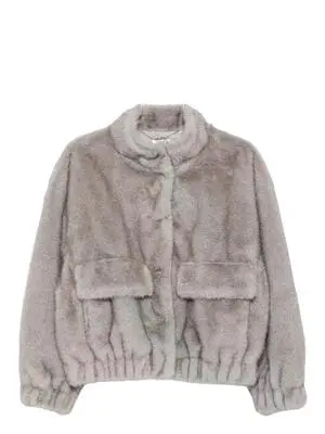 Liu Jo Faux-fur Funnel-neck Jacket - Grey