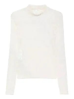 Imperial Lace Roll-neck Top - Neutrals