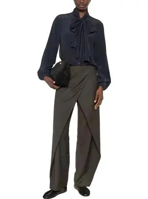Marella Silk Pussy-bow Shirt - Blue