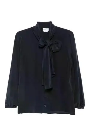Marella Silk Pussy-bow Shirt - Blue